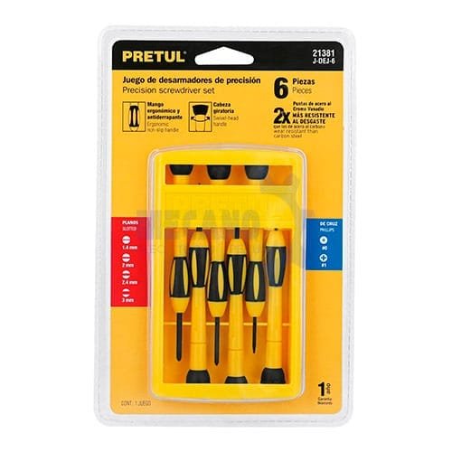 JUEGO CON 6 DESTORNILLADORES PERILLEROS PRETUL - Mecano Elec Tools