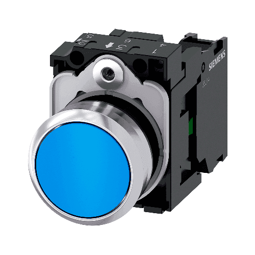 PULSADOR AZUL CHINT 1NO (BASE METALICA) Ø22mm MOD:BE101 - Mecano Elec Tools